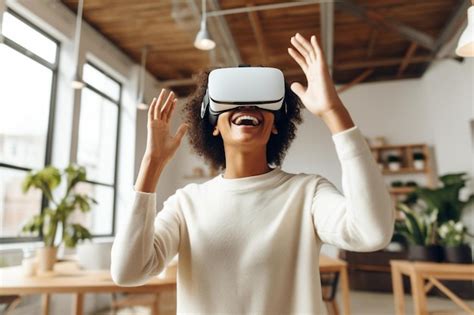 Premium Photo Woman Using Technology Of Augmented Reality