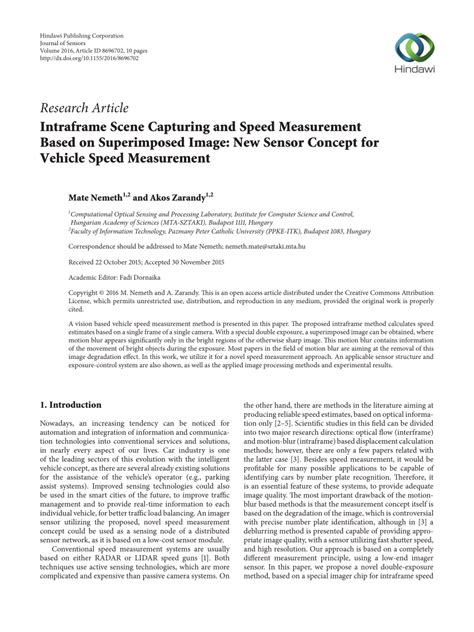 pdf intraframe scene capturing and speed measurement based on
