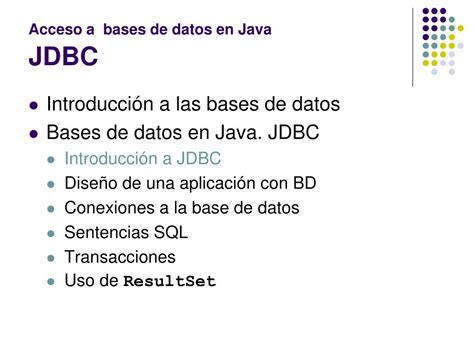Ppt Acceso A Bases De Datos En Java Jdbc 30 Powerpoint Presentation Id4287410