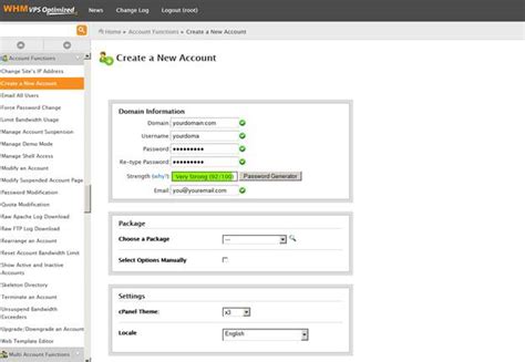 Creating Accounts In Cpanel Webhost Manager