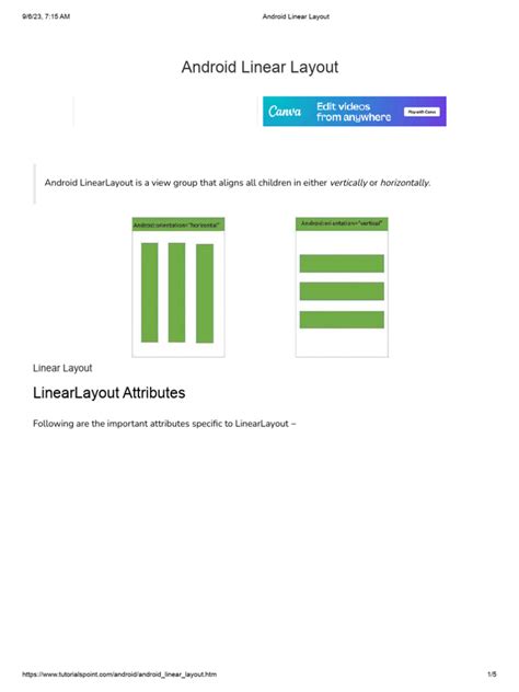 Android Linear Layout Pdf Android Operating System Application