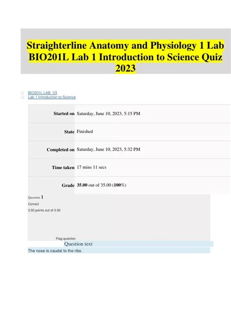 Straighterline Anatomy And Physiology Lab BIO L Lab Introduction To Science Quiz
