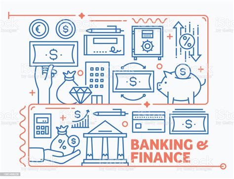 많은 분야에서 사용할 수있는 간단한 평면 디자인 책 잡지 포스터 웹 등 페이지에 즉시 사용할 수 있는 초안 얇은 라인 평면 디자인 벡터 일러스트와 은행 및 금융 웹 페이지