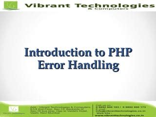 Php Introduction To Php Error Handling Ppt Programming Languages Computing
