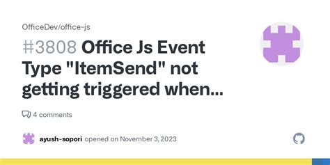 office js event type itemsend not getting triggered when forwarding a