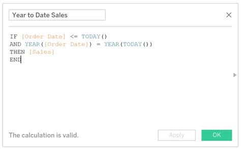 Calculating Year To Date Versus Previous Year To Date In Tableau — Onenumber