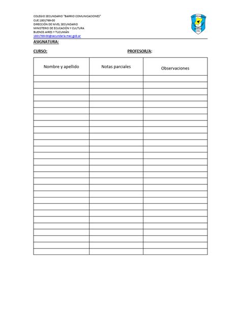 Planilla Notas Parciales 1 Pdf