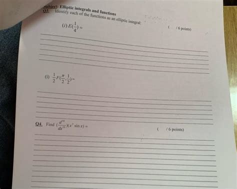 Solved सubicct Elliptic Integrals And Functions Q3