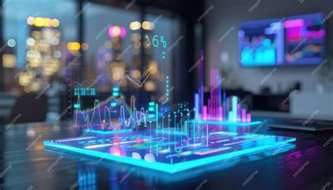 Dynamic Data Visualization Displaying Complex Analytics At Night In A
