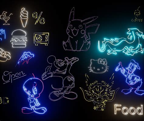 Artstation Neon Signs Pack Game Assets