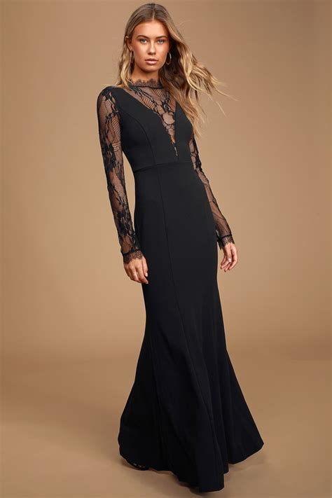 Black Lace Maxi Dresses With Sleeves Dresses Images 2022