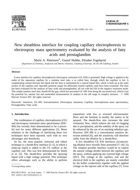 Pdf New Sheathless Interface For Coupling Capillary Electrophoresis To Electrospray Mass