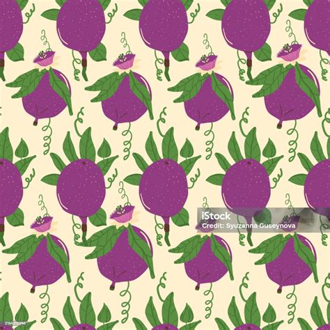 열정 과일 와 꽃 완벽한 패턴 나뭇잎 끝없는 배경과 열 대 과일 마라쿠야 반복 커버 벡터 손으로 그린 평면 그림입니다 0명에 대한 스톡 벡터 아트 및 기타 이미지 Istock