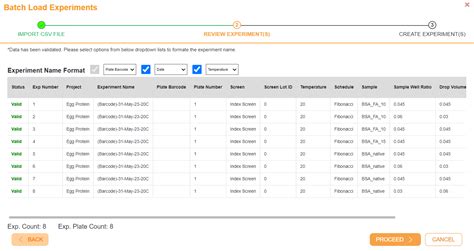 Creating Multiple Experiments Using Batchload Experiment Wizard — Rock