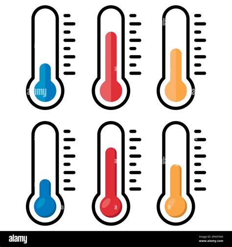 Temperature Symbol Set Thermometer Showing The Temperature