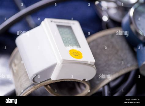 Wrist Blood Pressure Monitor Showing Normal Blood Pressure Medical Concept Stock Photo Alamy