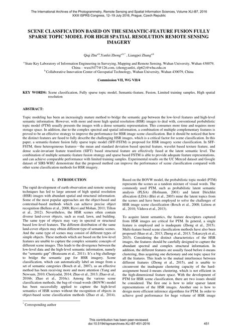 pdf scene classfication based on the semantic feature fusion fully sparse topic model for high