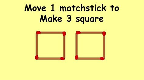 Move 1 Matchstick To Make 3 Squares Match Stick Puzzles 51 Puzzles