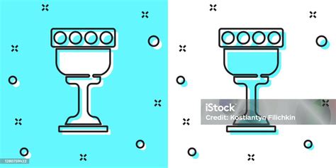 녹색과 흰색 배경에 고립 된 검은 줄 중세 잔 아이콘 성배 임의동적 모양 벡터 0명에 대한 스톡 벡터 아트 및 기타 이미지 0명 가능성 고대의 Istock