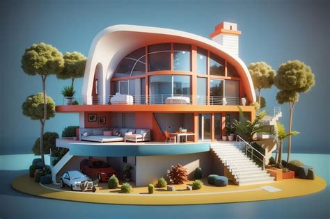 Premium Photo Vector 3d Rad House