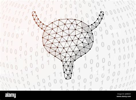 Bladder 3d Low Poly Symbol With Binary Code Background Reproductive