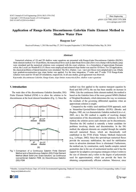 pdf application of runge kutta discontinuous galerkin finite element