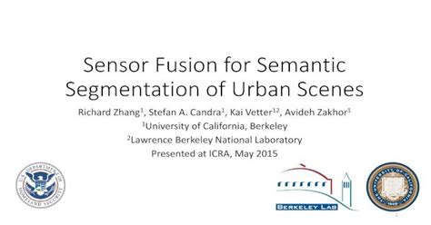 pdf sensor fusion for semantic segmentation of urban scenesrichzhang