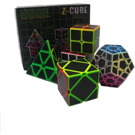 Speed Cube Puzzle Pack 2x2 3x3 4x4 5x5 Firbe Carbon Stickerless Set 5