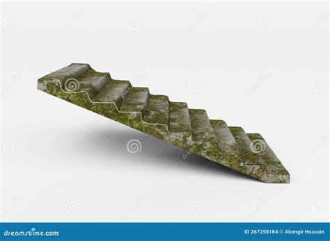 Stair 3d Illustration Minimal Rendering On White Backgroundstair 3d Illustration Minimal