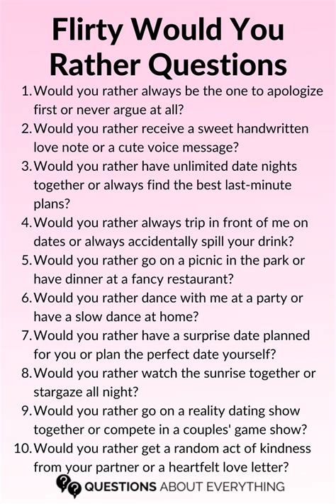 100 Flirty Would You Rather Questions To Spark Laughter And Connection In