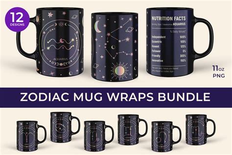 Zodiac Sublimation Mug Wraps Bundle