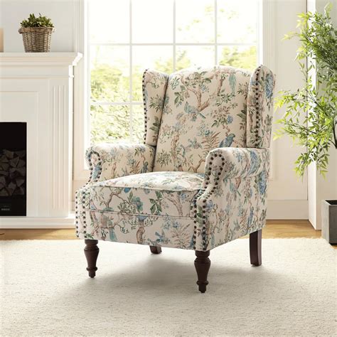 Hulala Home Wingback Accent Chair With Floral Pattern