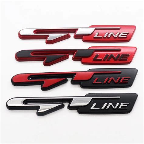 3d Gt Line 프론트 그릴 엠블럼 금속 자동차 로고 사이드 배지 기아 I30 현대용 크리에이티브 리어 트렁크 엠블럼 스티커 액세서리 1 개차량용 스티커