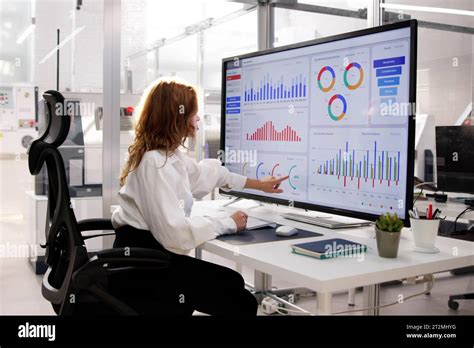 Financial Business Analytics Data Dashboard Analyst Woman Stock Photo Alamy