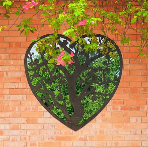 Kirkby Metal Heart Shaped Tree Decorative Garden Mirror Tree Mirror