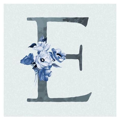 블루 테마 문자 E에 수채화 꽃 배경 수채화 색깔 꽃 무늬 Png 일러스트 및 벡터 에 대한 무료 다운로드