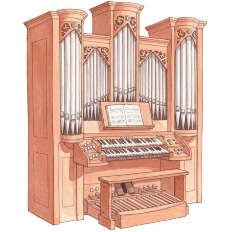Detailed Illustration Of A Large Wooden Pipe Organ Stock Illustration Illustration Of