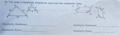 Answered In 7 8 Write A Similarity Statement And State The Similarity