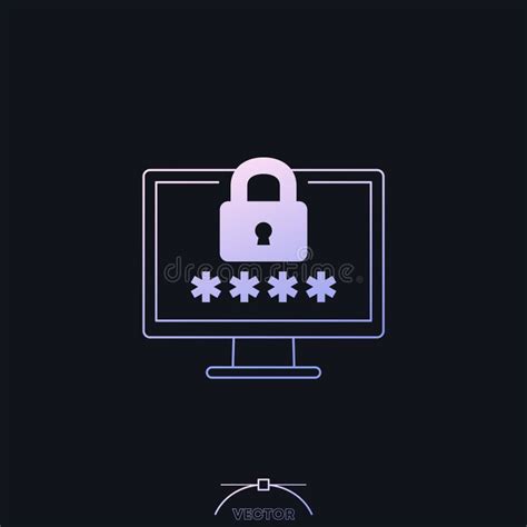 Password Access Vector Icon With A Computer Stock Vector Illustration Of Cybersecurity