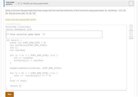 Solved Activity 872 Modify An Array Parameter Write A