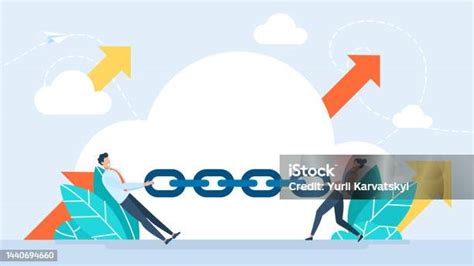 비즈니스 경쟁 사업가와 사업가는 경쟁 경쟁 갈등의 상징으로 사슬을 당깁니다 줄다리기 반대 방향으로 회로를 당기는 두 사람 플랫 벡터 그림입니다 개념에 대한 스톡 벡터 아트