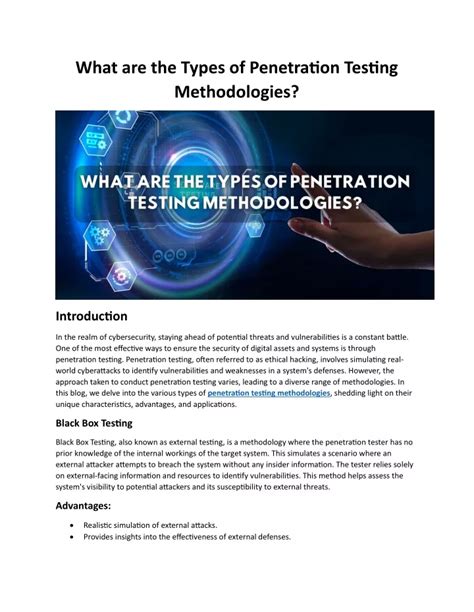 Ppt Types Of Penetration Testing Methodologies Powerpoint