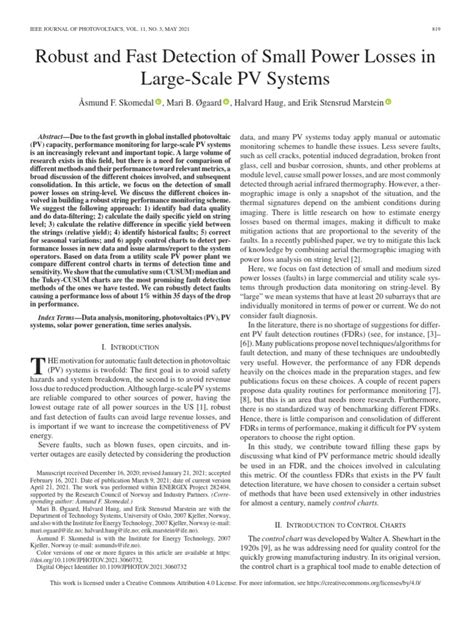 Robust And Fast Detection Of Small Power Losse Pdf Photovoltaics Robust Statistics
