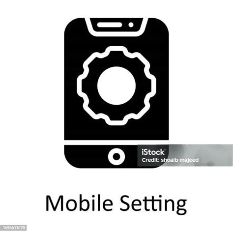 모바일 설정 벡터 솔리드 아이콘 디자인 그림입니다 흰색 배경에 서 및 웹 기호 Eps 10 파일 0명에 대한 스톡 벡터 아트 및