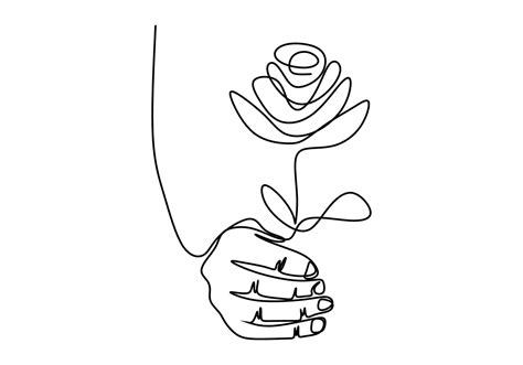 Dessin Au Trait Continu De Main Tenant Le Style Minimaliste De Belle