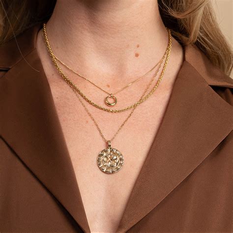 Aquarius Gold Zodiac Bold Pendant Astrid And Miyu Necklaces