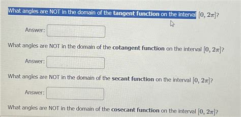 Solved What Angles Are Not In The Domain Of The Tangent