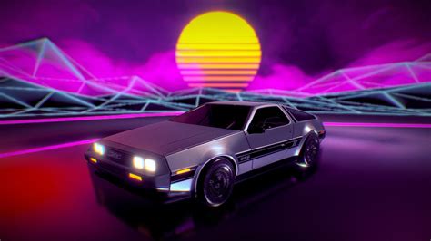Delorean Dmc12 Retro Wave Art Download Free 3d Model By Dark