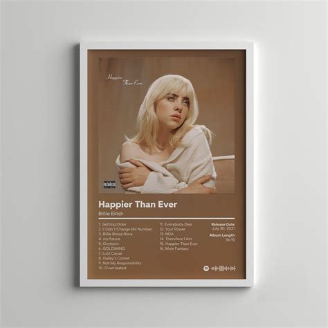 Billie Eilish Happier Than Ever Album Cover Poster Sold By Diego