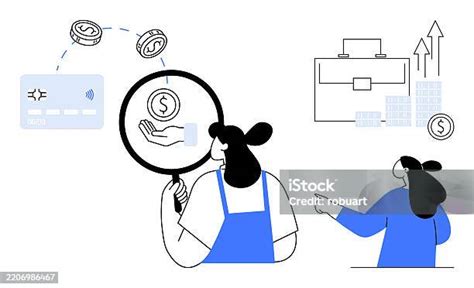 현대 도구를 사용하여 재무 성장 및 투자 수익을 분석하는 여성 사업가 개념에 대한 스톡 벡터 아트 및 기타 이미지 개념 개념과 주제 경제 Istock